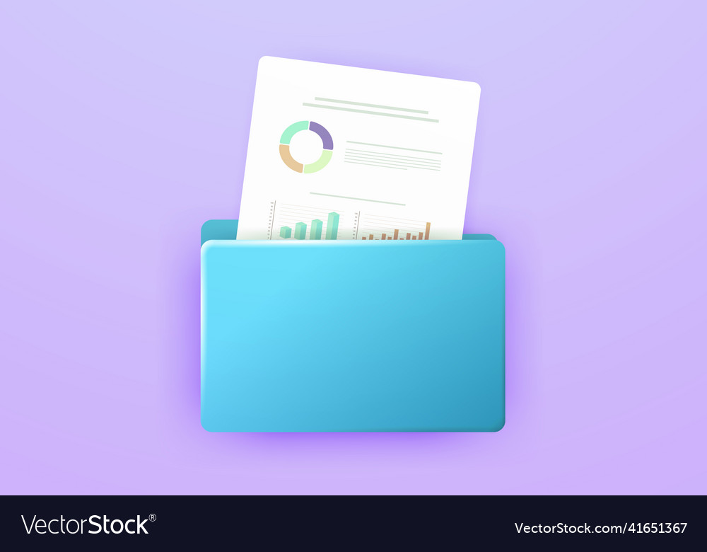 Computer folder icon with financial reports Vector Image