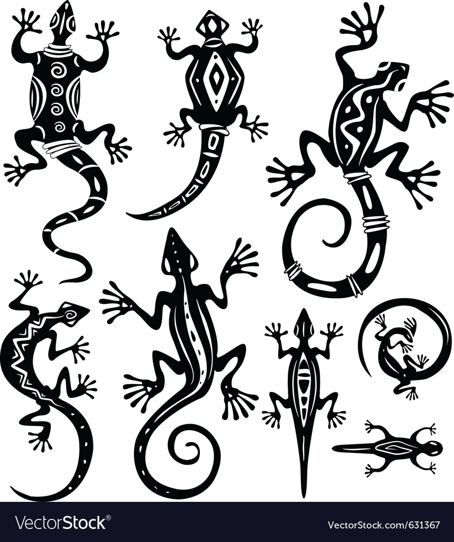 Decorative lizards Royalty Free Vector Image - VectorStock