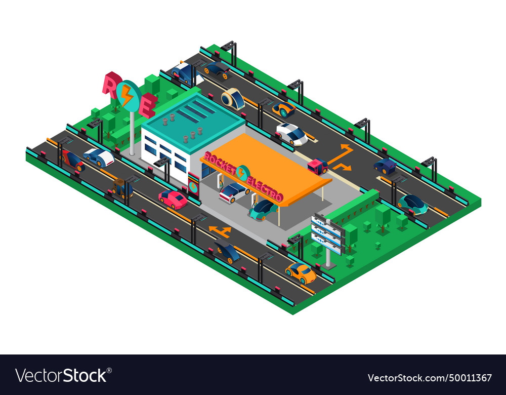 Futuristic isometric concept Royalty Free Vector Image