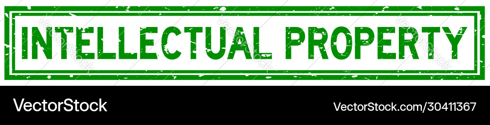 Grunge green intellectual property word square Vector Image