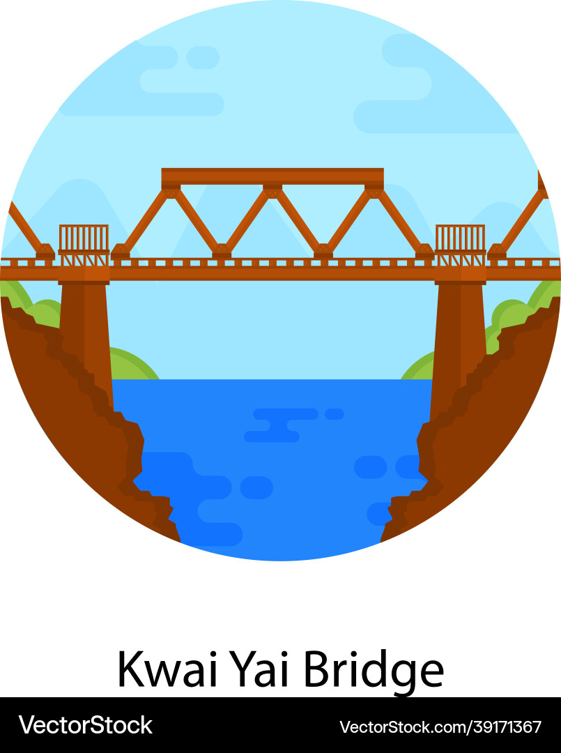 Kwai yai bridge Royalty Free Vector Image - VectorStock