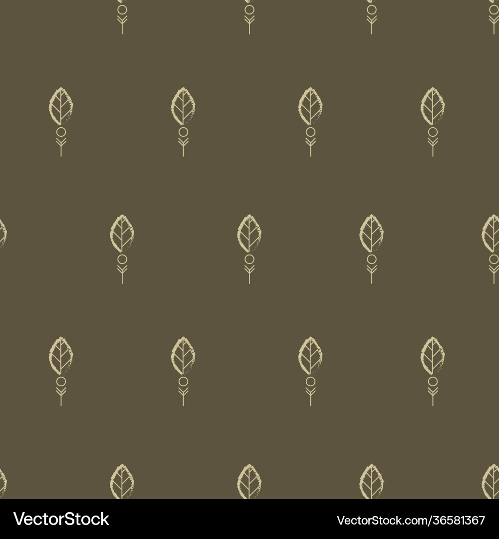 Little elliptical outlined leaves and dots Vector Image