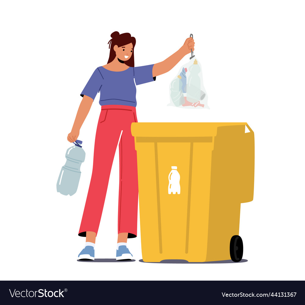 Plastic reuse recycling solution female Royalty Free Vector Plastic reuse recycling solution female Royalty Free Vector