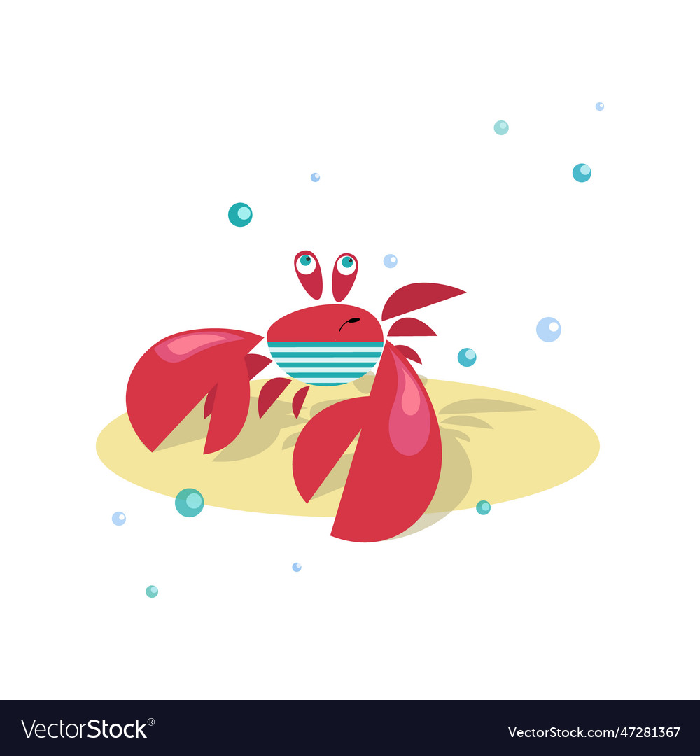Red sea crab summer beach season cute crab Vector Image