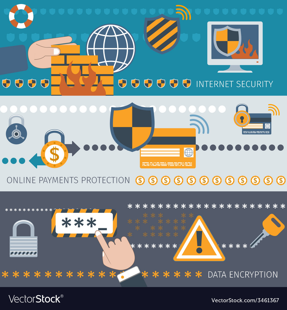 Security line banners set Royalty Free Vector Image