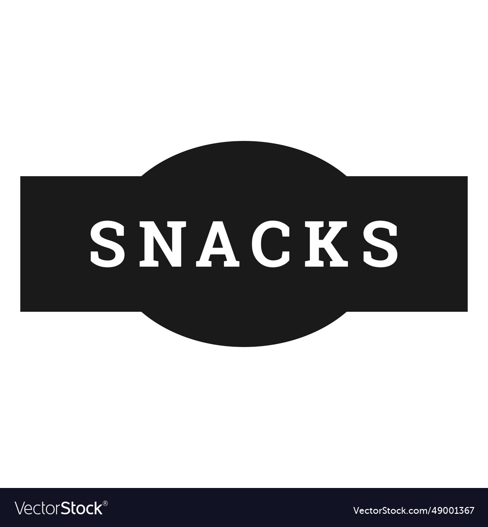Snacks label Royalty Free Vector Image - VectorStock
