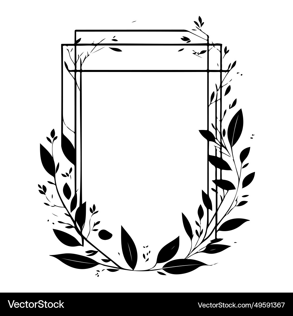 Square frame leaves floral sketch hand draw Vector Image