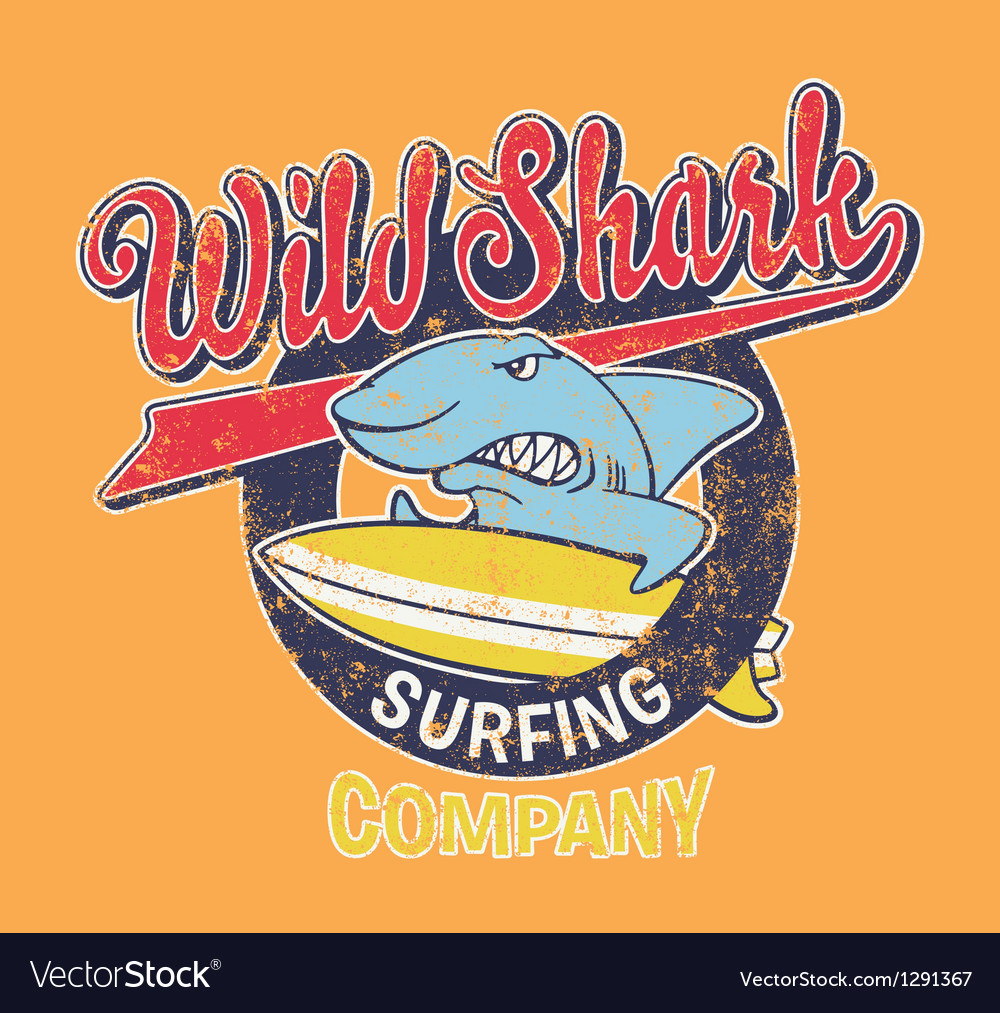 Surf shark Royalty Free Vector Image - VectorStock