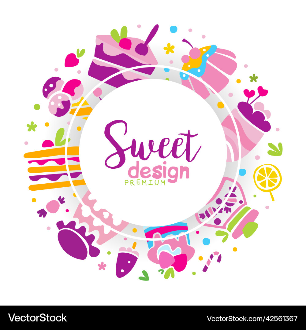 Sweets hand drawn design with cake and ice cream Vector Image