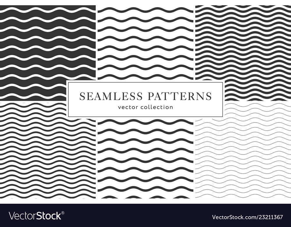 Waves geometric seamless patterns Royalty Free Vector Image