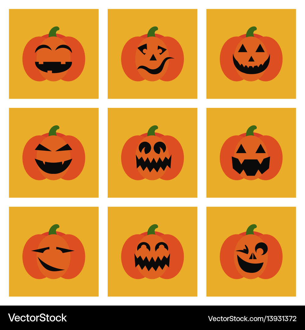 Assembly flat icons halloween emotion pumpkin Vector Image