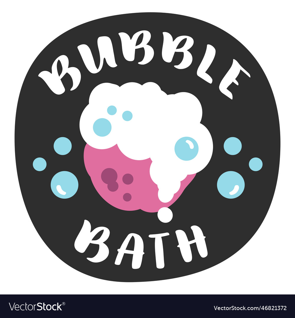 Bubble bath bathroom label flat Royalty Free Vector Image