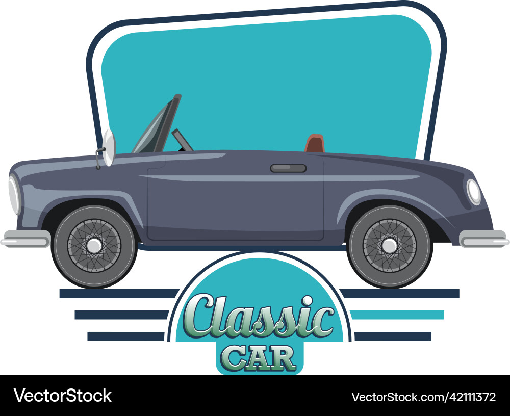 Classic car logo with car on white Royalty Free Vector Image