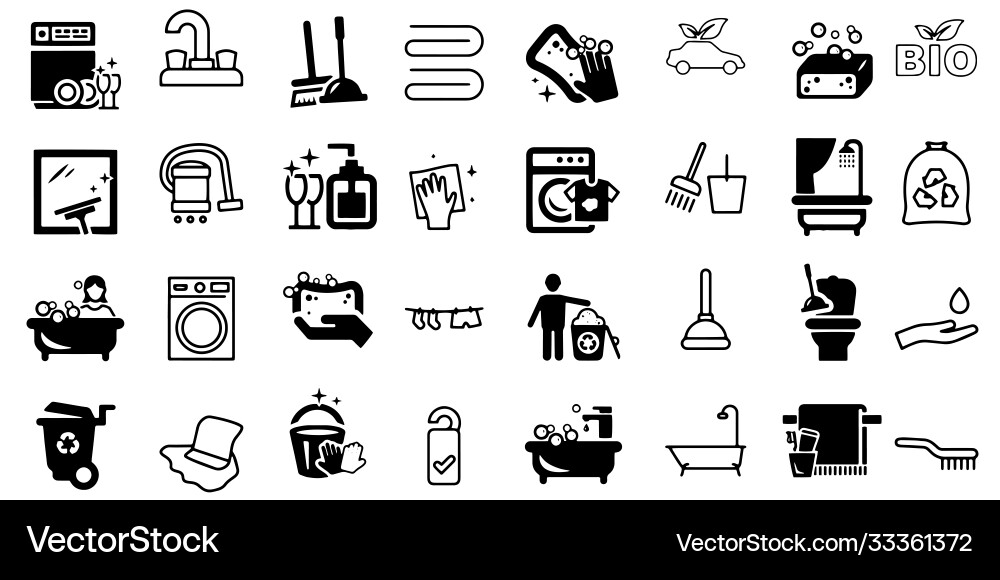 Cleaning icon set washing machine symbols Vector Image