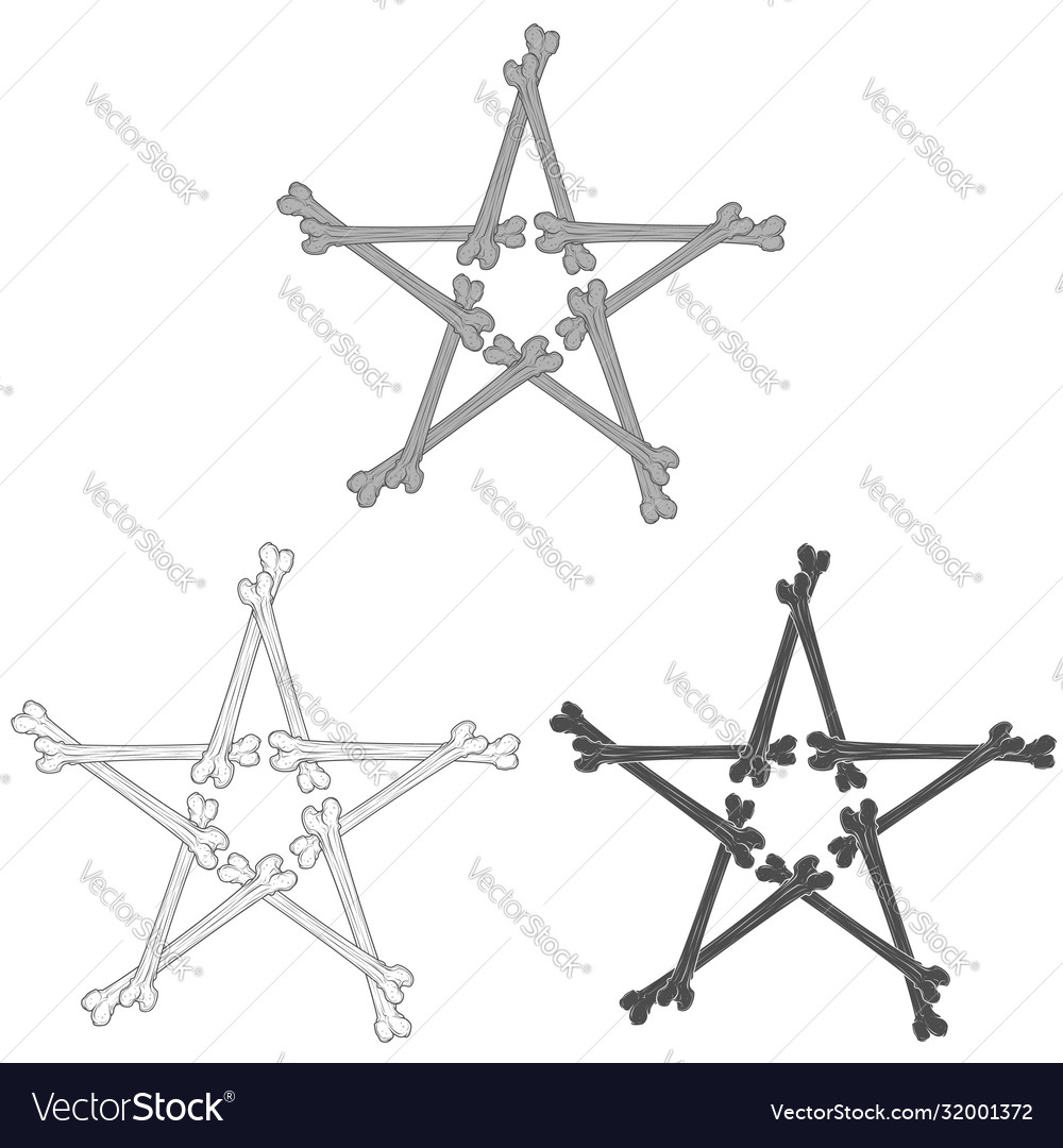 Design five pointed bone star Royalty Free Vector Image