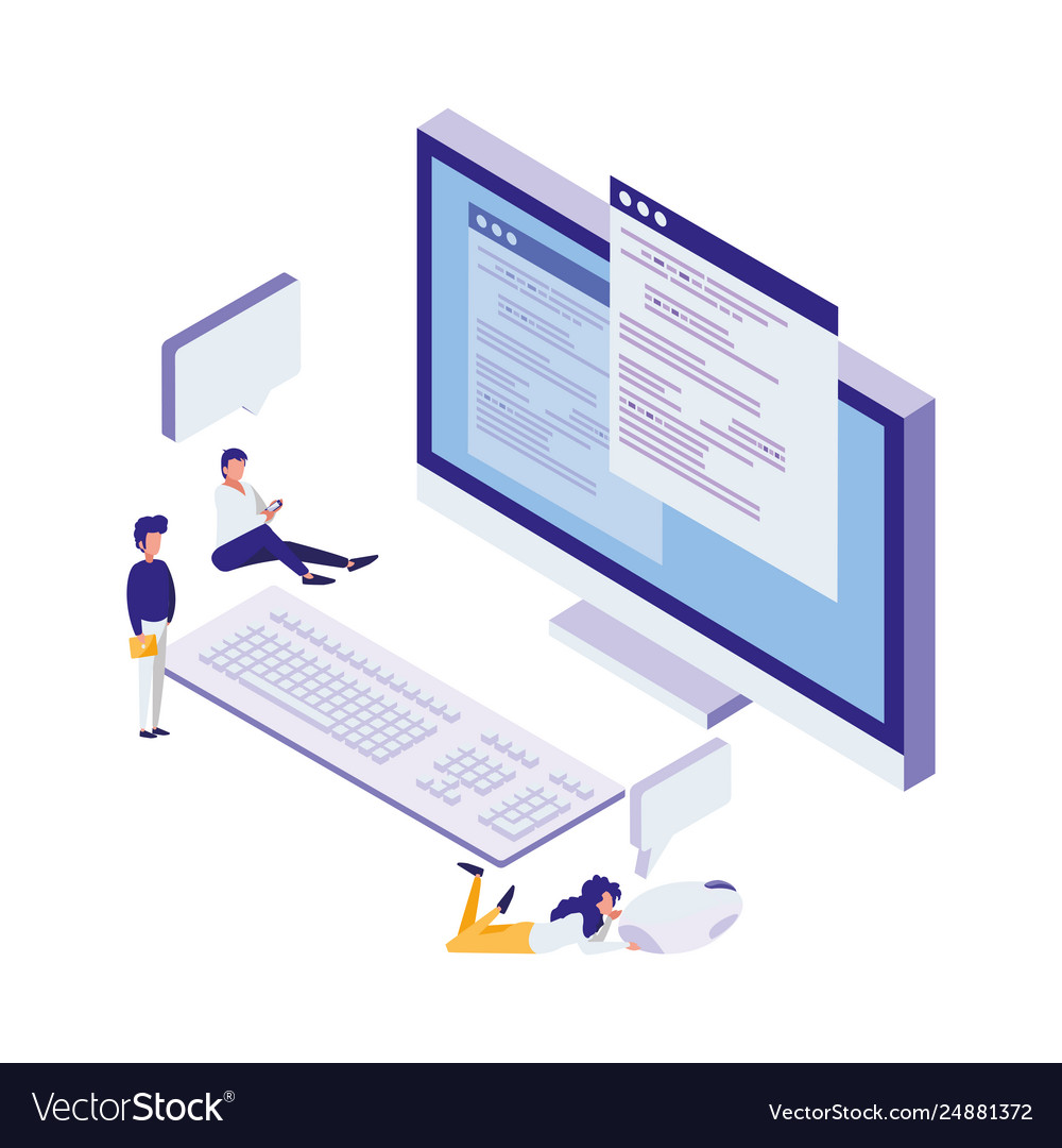 Desktop computer isolated icon Royalty Free Vector Image