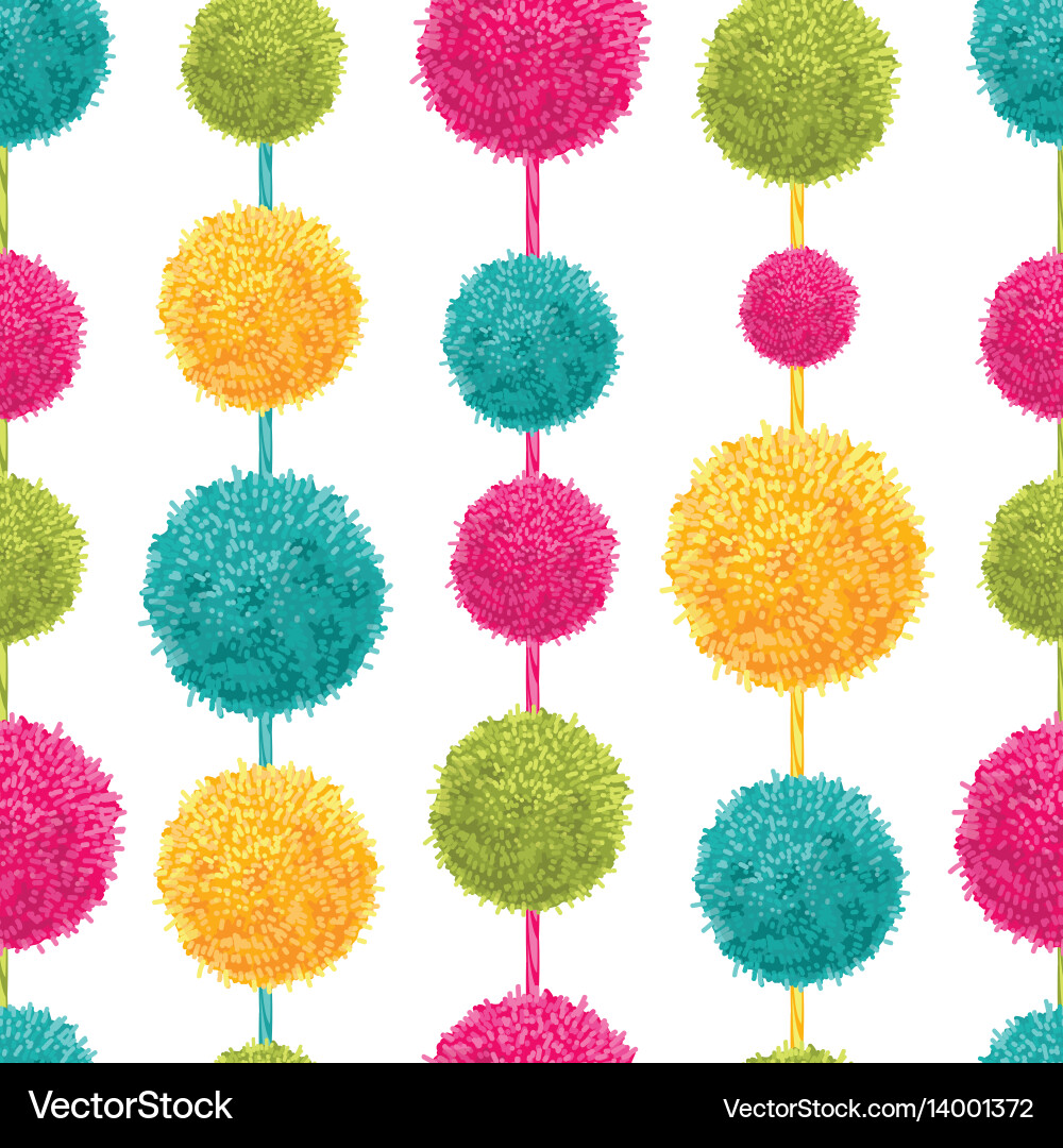 Fun colorful decorative hanging pompoms Royalty Free Vector
