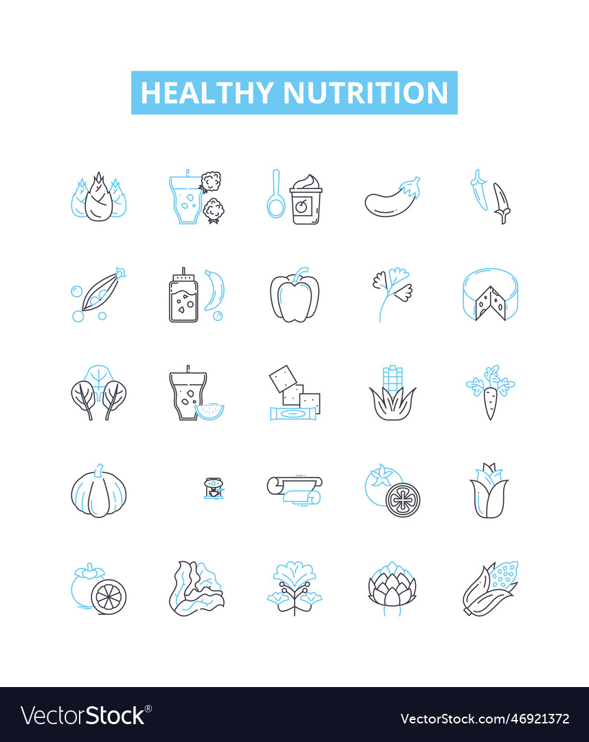 Healthy nutrition line icons set nutrition Vector Image