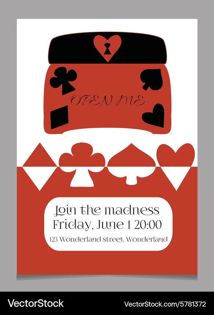 Invitation card open me box from wonderland Vector Image