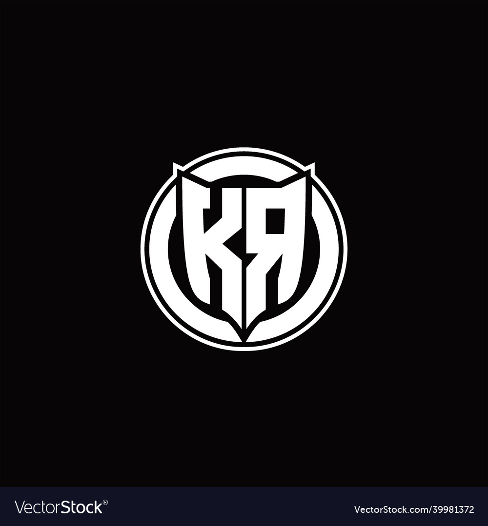 Kr logo monogram with shield and circluar shape Vector Image