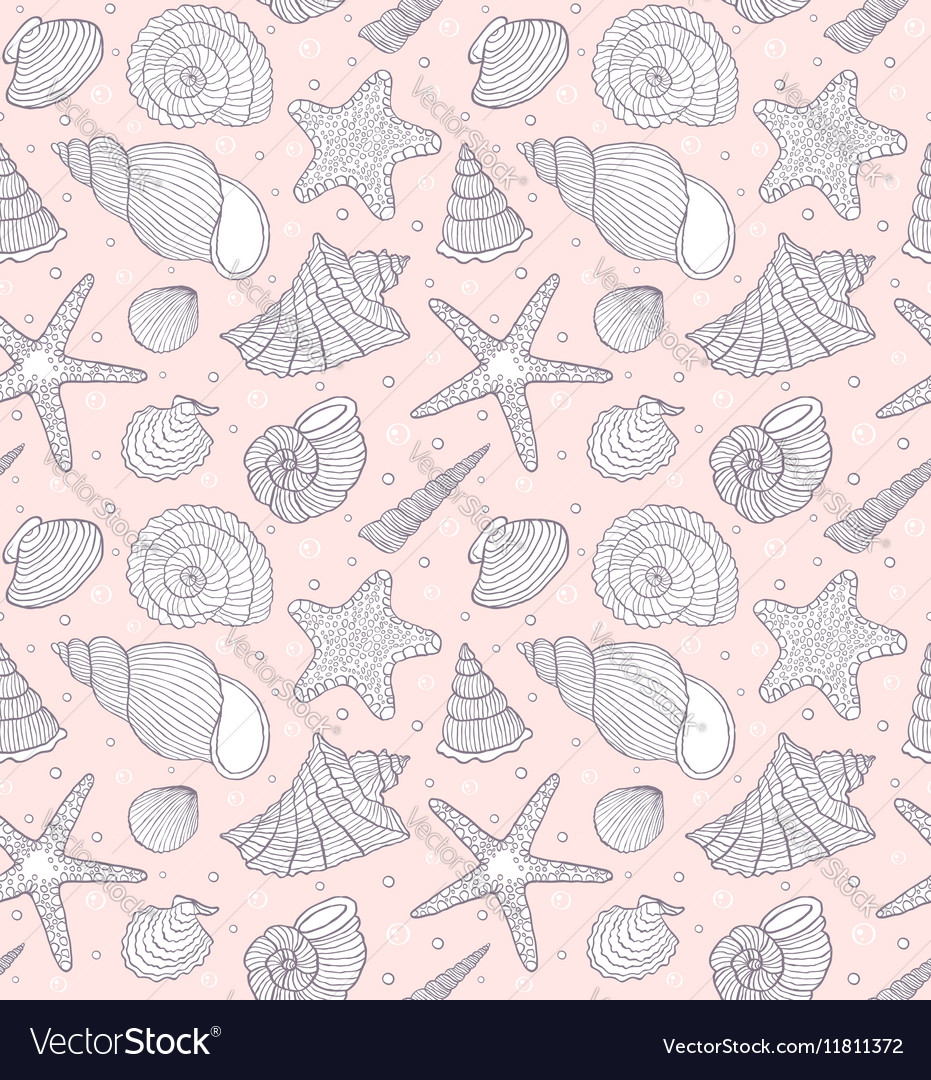 Pattern with ocean shells Royalty Free Vector Image