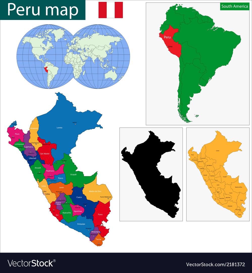 Peru map Royalty Free Vector Image - VectorStock