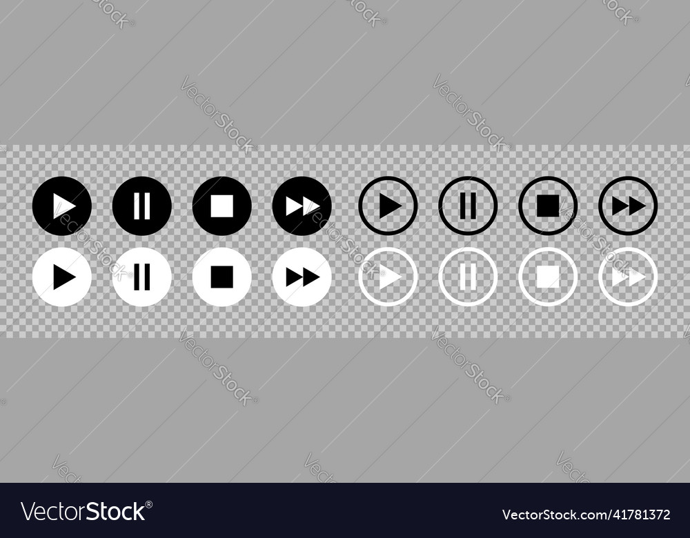 Play pause and stop button pause rewind stop Vector Image
