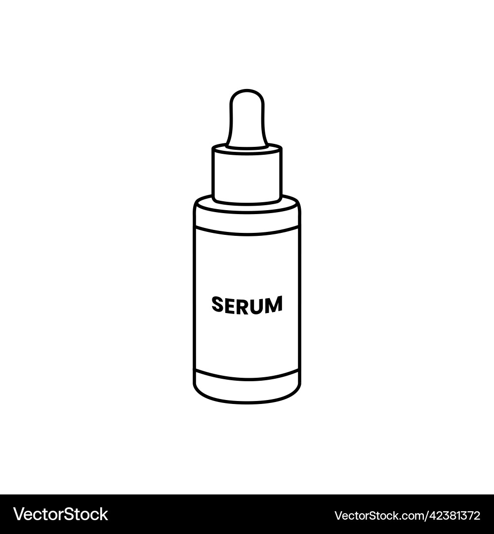 Serum bottle outline icon on isolated white Vector Image