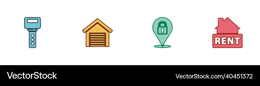 Set house key garage location lock and hanging Vector Image