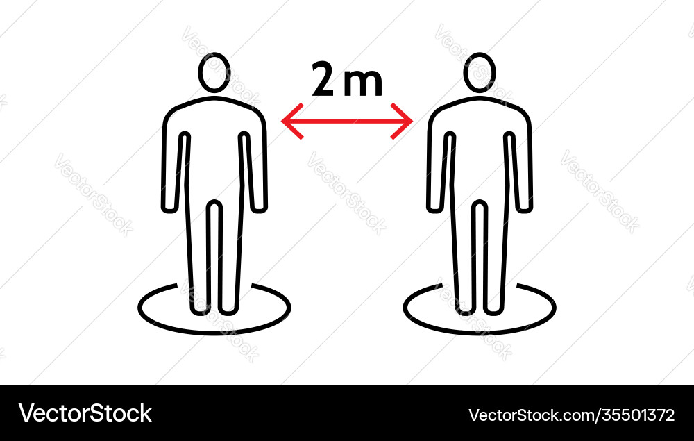 Social distance safety sign icon Royalty Free Vector Image