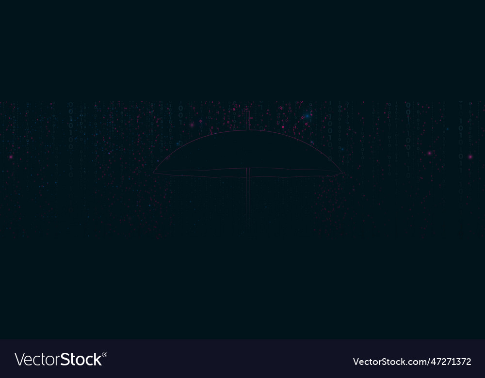 Umbrella with binary code background data Vector Image