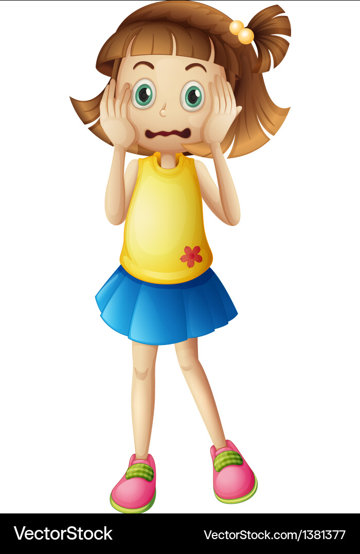 A young girl with a stress face Royalty Free Vector Image