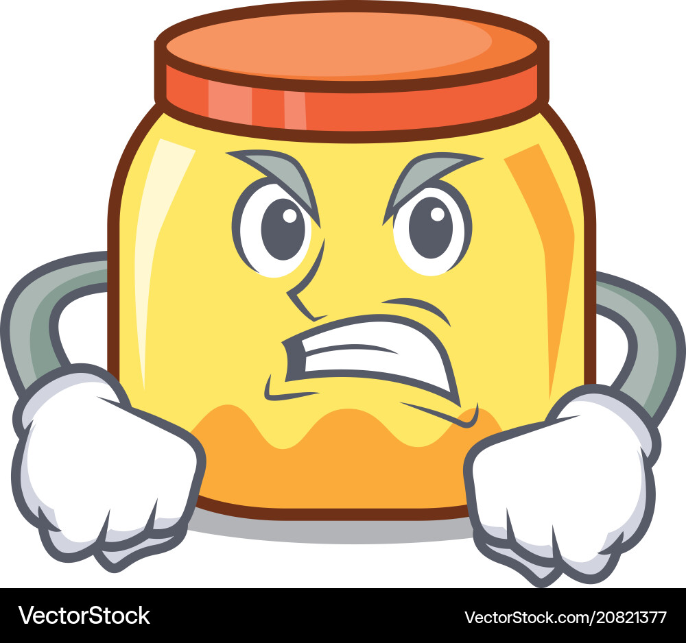 Angry cream jar mascot cartoon Royalty Free Vector Image