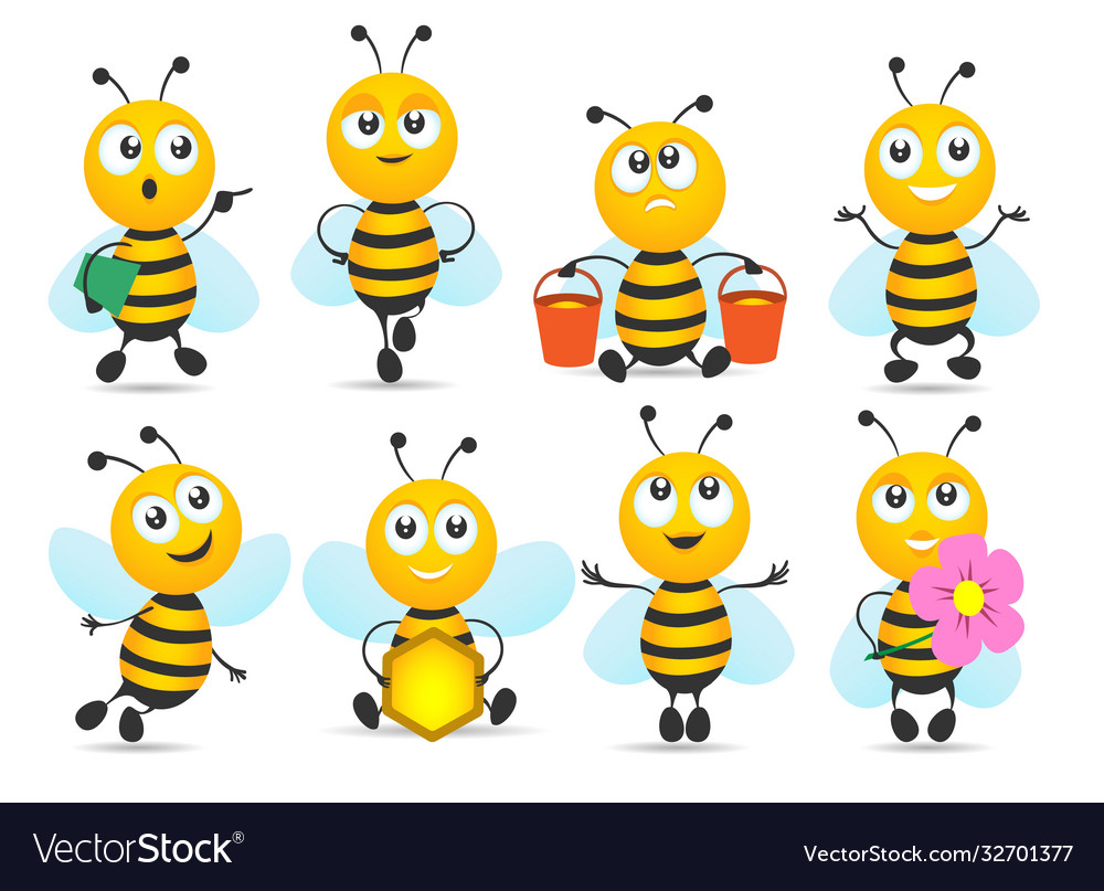 Cartoon honey bee mascot collection Royalty Free Vector