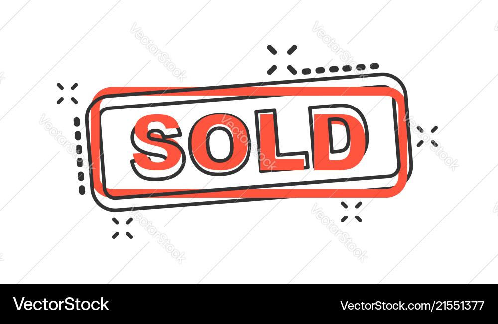 Cartoon sold seal stamp icon in comic style Vector Image
