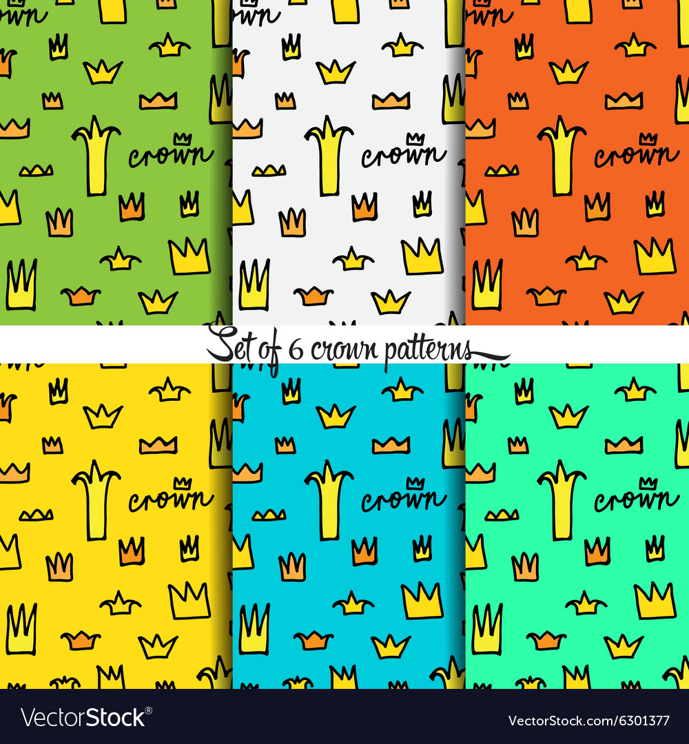 Crowns patterns background Royalty Free Vector Image