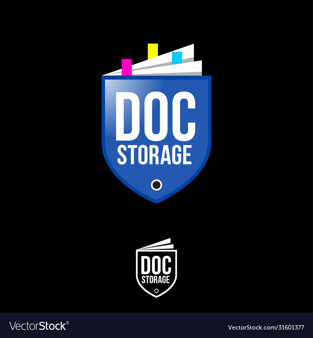 Doc storage logo shield like folder paper document