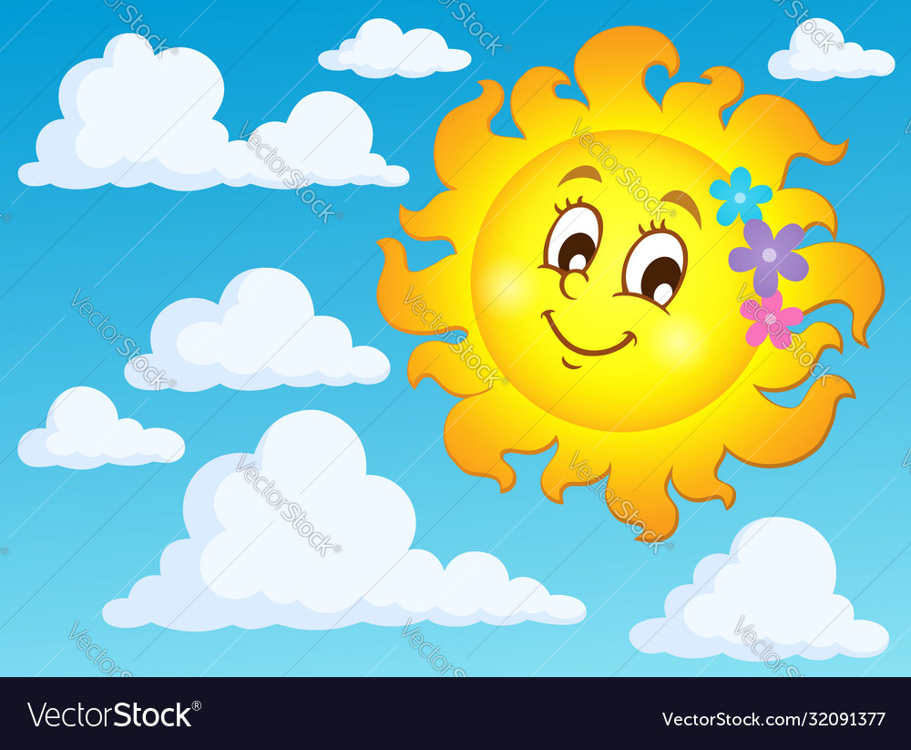 Happy spring sun theme image 2 Royalty Free Vector Image