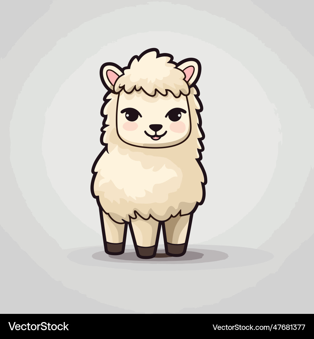 Llama hand-drawn doodle style cartoon Royalty Free Vector