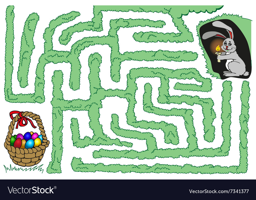 Maze bunny and easter eggs Royalty Free Vector Image