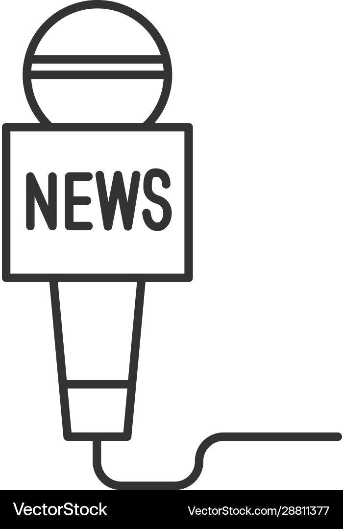 Microphone broadcasting news linear icon Vector Image
