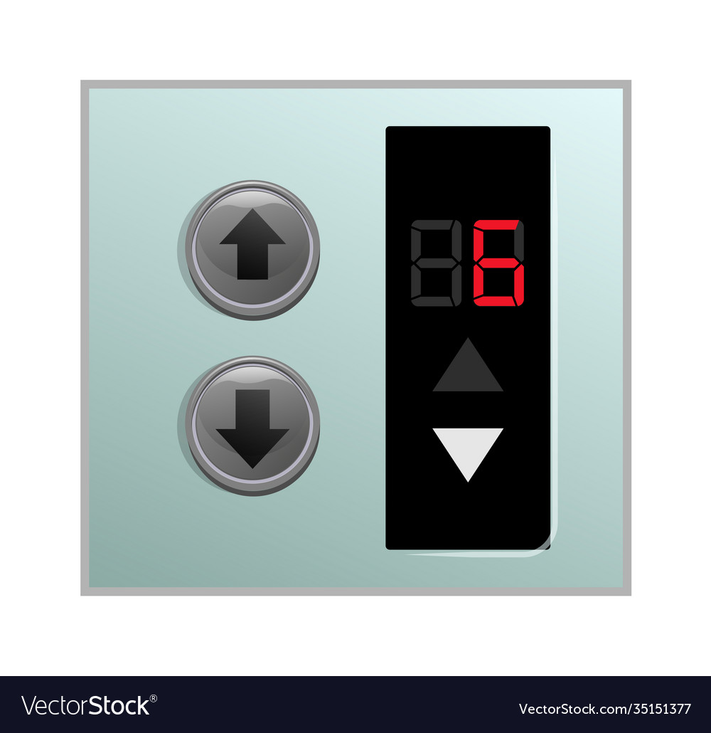 Panel with elevator arrow button and six floor Vector Image