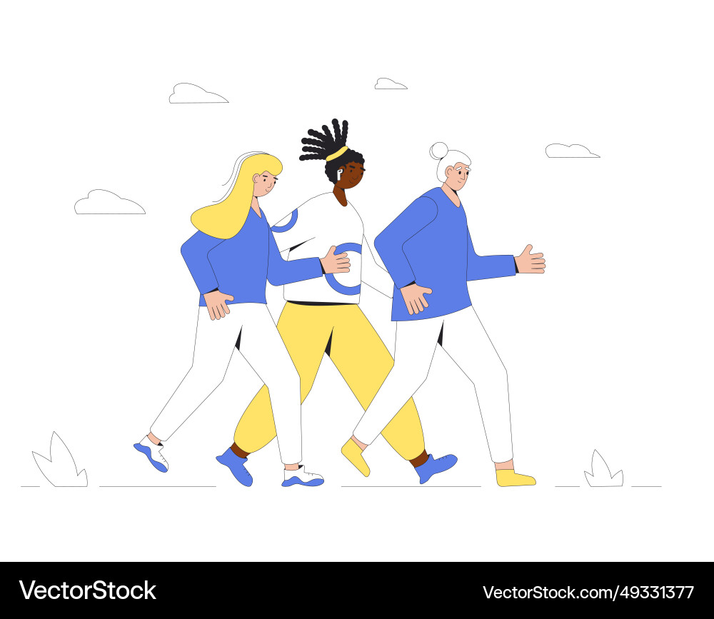 Running women different female runners marathon Vector Image