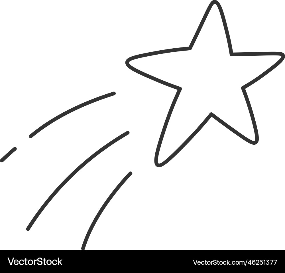 Shooting star holiday design element in line art Vector Image