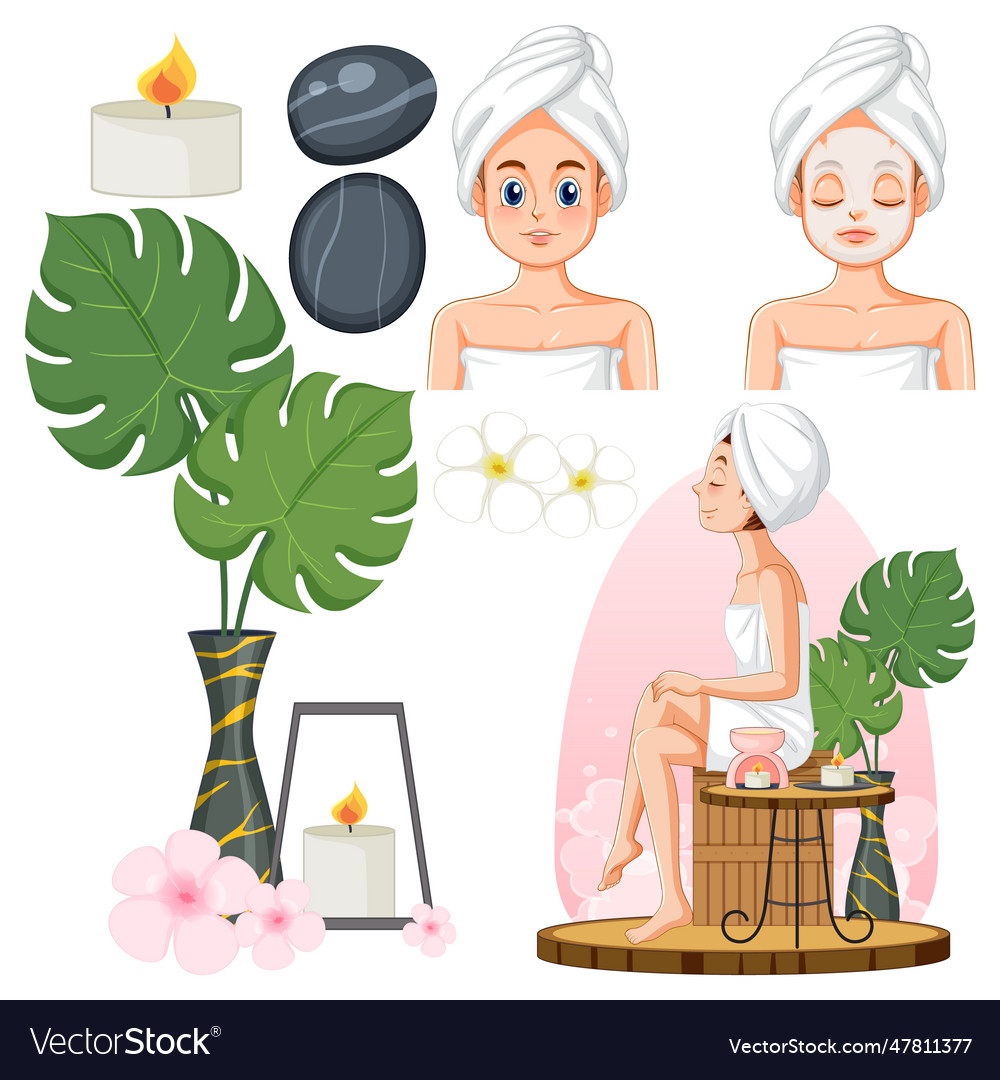 Spa and sauna self care elements collection Vector Image
