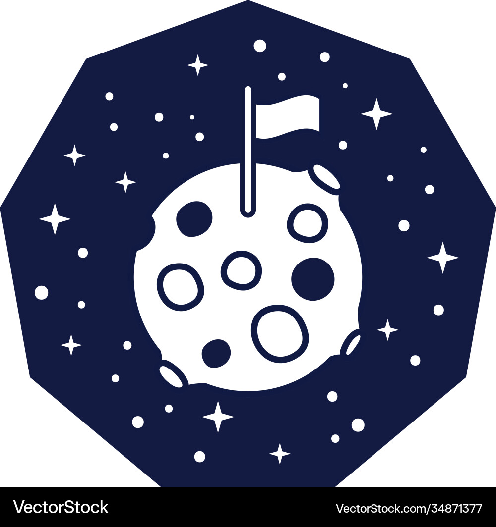 Space badge with mars planet flag line style Vector Image