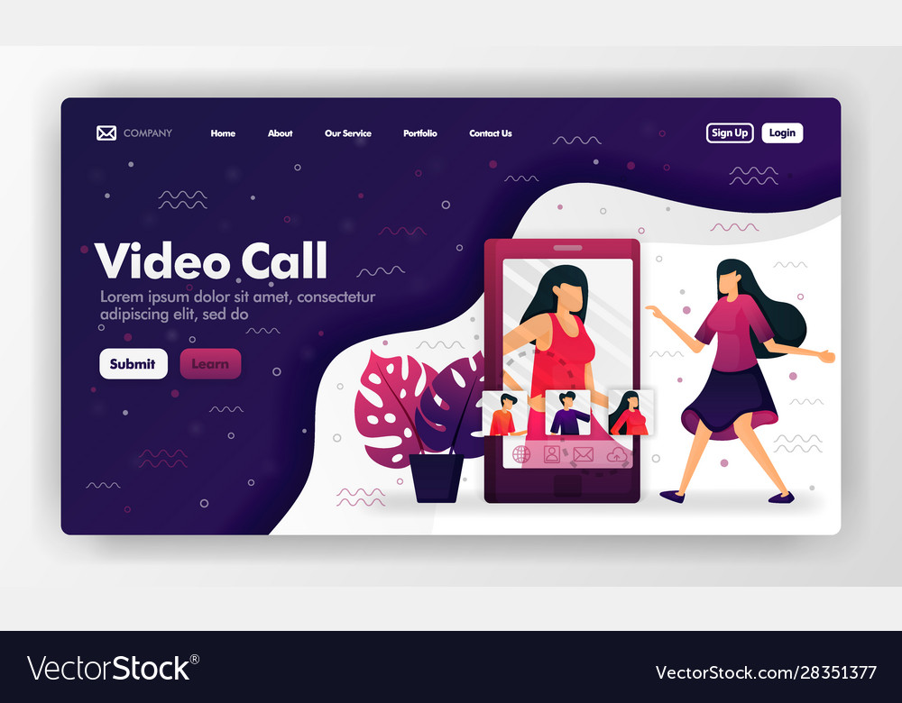 Video call design for website and landing page Vector Image