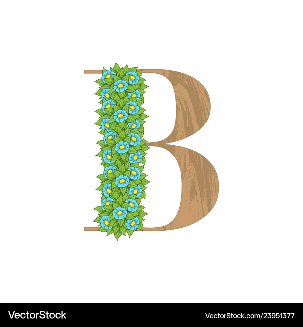 Wooden leaves letter b Royalty Free Vector Image