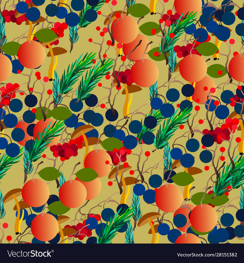 Autumn seamless pattern with berries Royalty Free Vector