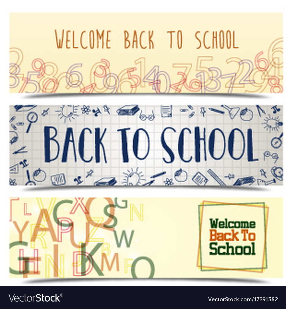 Back to school banner set Royalty Free Vector Image